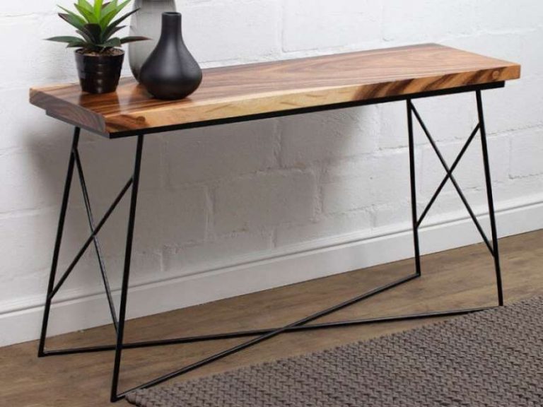 Meja Console Trembesi Kaki Besi | INDO JATI FURNITURE JEPARA